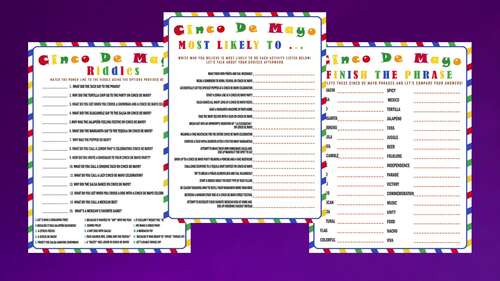 Cinco De Mayo Games Adults Kids Office School Mexican Party Fiesta Taco ...