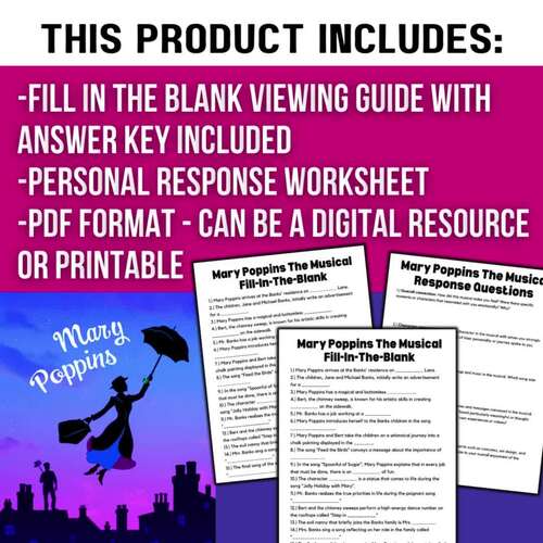 Mary Poppins the Musical: Fill In The Blank Viewing Guide & Response ...