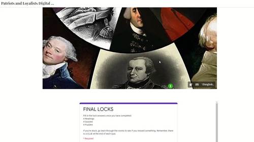 Patriots and Loyalists DIGITAL ESCAPE ROOM for Google Drive ...