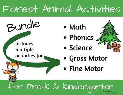 Forest Animals Activities BUNDLE - Math, Phonics, Science, Fine/Gross Motor