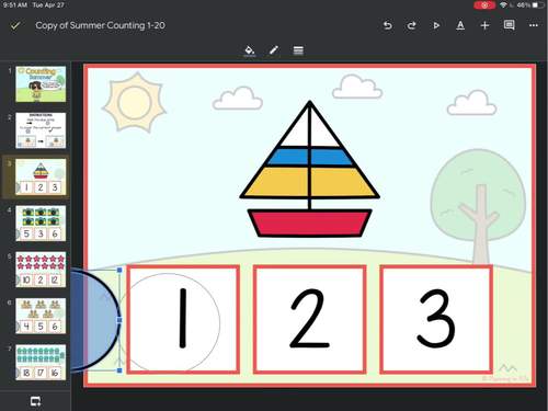 Counting 1-20 Summer for Google Slides™ for June, July or August