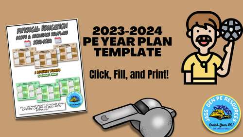 PE Year Plan Editable Template - 2023-2024 Year At A Glance | TPT