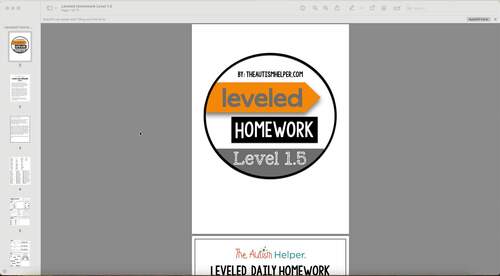 Leveled Homework {Level 1.5} by The Autism Helper | TPT