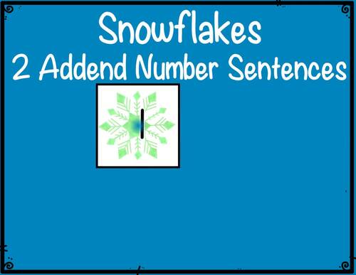 Snowflake Themed 2 Addend Addition & Subtraction With Ten Frames