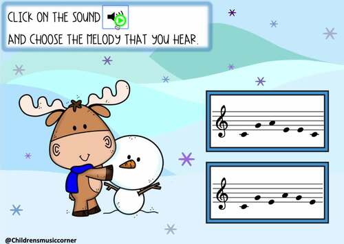 Winter Ear training Do-Mi-So-la Digital Task Cards in Boom Cards™