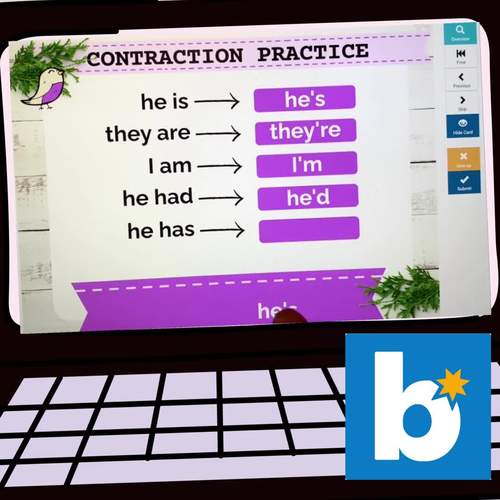 Contractions Practice Boom™ Activity by My Three Readers | TPT