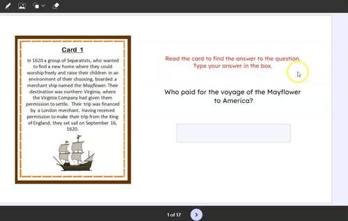 The Mayflower Thanksgiving Activity Scavenger Hunt with Easel Option