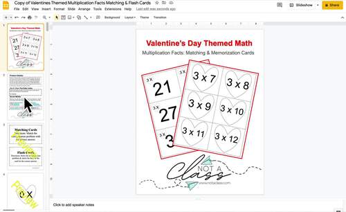 Valentine's Day Themed Multiplication Facts: Matching & Flash Cards ...