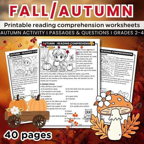 Fall/Autumn Days Reading Comprehension Worksheets, Passages with Questions