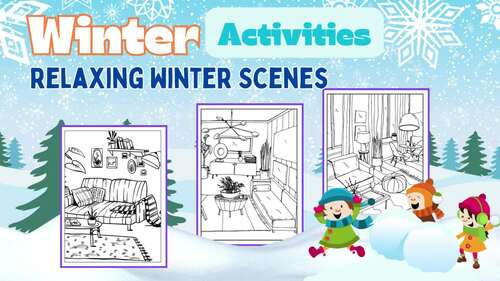 Seasonal Holiday Winter Cozy Home Coloring Pages: 20 Relaxing Fun ...