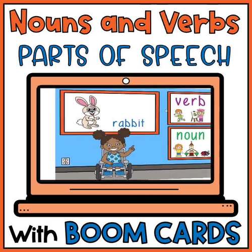 Identifying Nouns and Verbs Action Words Parts of Speech Digital BOOM CARDS