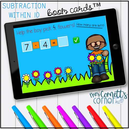 Boom Cards™ -- Subtraction Within 10 by Mrs Cornetts Corner | TpT