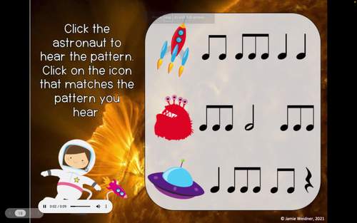 Triplet Rhythm Game for Google Slides Space Theme by Caffeinated J