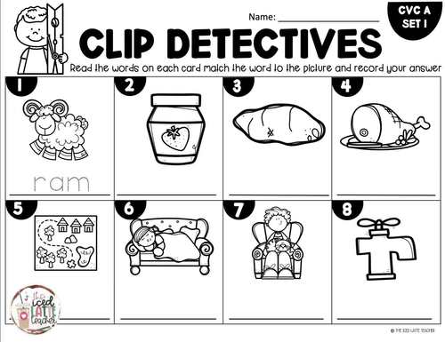 CVC Words Short A | Clip Card Literacy Centers by The Iced Latte Teacher