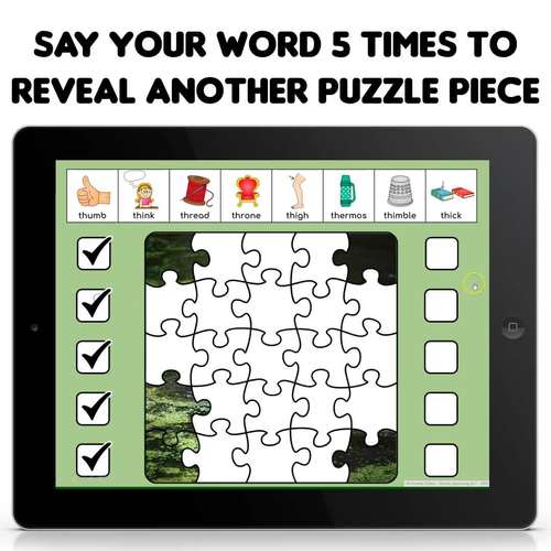 No Print Th Sound Animal Articulation Puzzles for iPad or Teletherapy