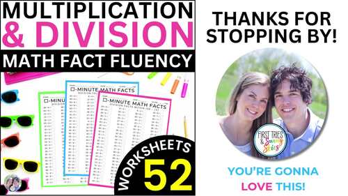 Basic Multiplication and Division Worksheets 1 & 5 Minute Timed Tests ...