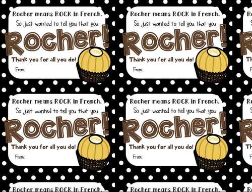 Ferrero Rocher Teacher (Staff) Appreciation Treat Tag | TPT