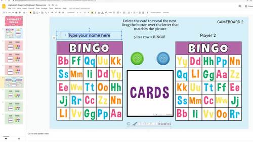 Alphabet Bingo Digital Activity Game for Powerpoint with movable pieces ...