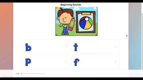 Google Classroom Beginning and Ending Sounds with EASEL Assessment