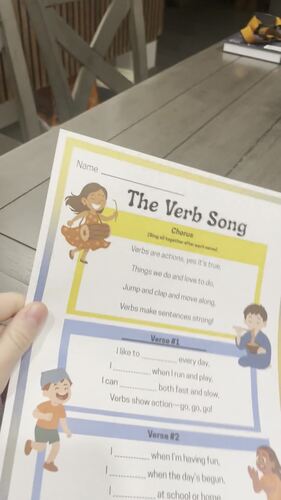Fill-in-the-Blank Verb Song | Music & Song Writing Worksheet | K–3