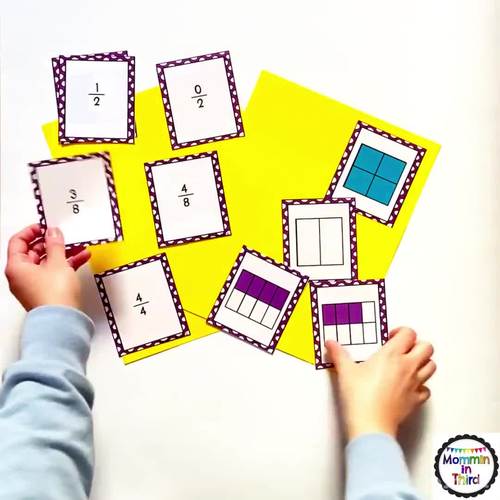 Fractions Memory & Match Game | Vocabulary & Picture Task Cards | TPT