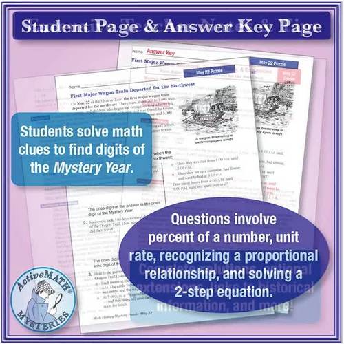 May 22 Mystery Year Puzzle: Wagon Train on the Oregon Trail | Grades 6 ...