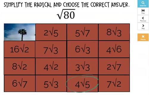 Simplify Radicals Picture Reveal Boom Cards--Digital Task Cards | TPT