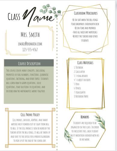 Editable Middle and High School Syllabus by Mrs W Teaches Math | TpT