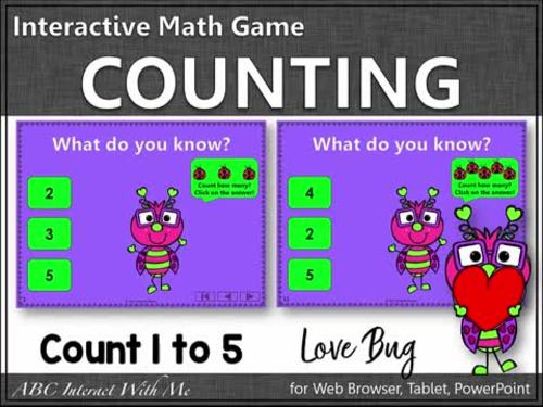 Counting to 5 Number Sense Interactive Math Game {Love Bug} | TPT