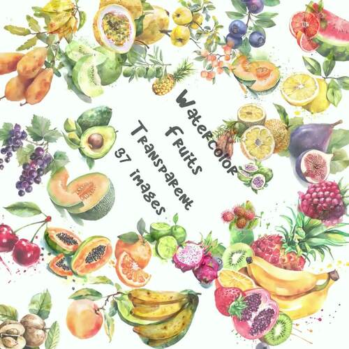 Watercolor Fruits , Watercolor Clipart, Digital Download, PNG Files by ...