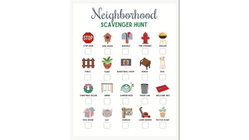Neighborhood Scavenger Hunt Printable PDF by Mom Money Map | TPT