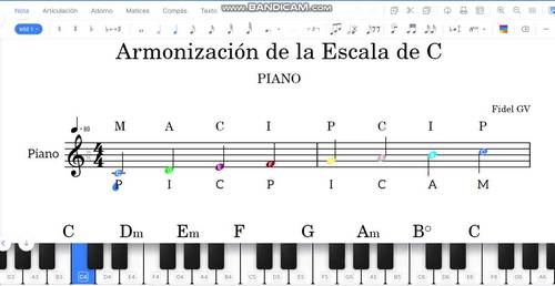 PARTITURA PARA PIANO NOTAS DE COLORES ESCALAS by Fidel Galindo Victoriano
