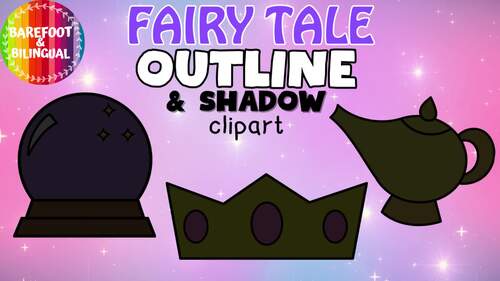 Fairy Tale Outline & Shadow Clipart | 4 Sets in 1 | For Crafts & Activities