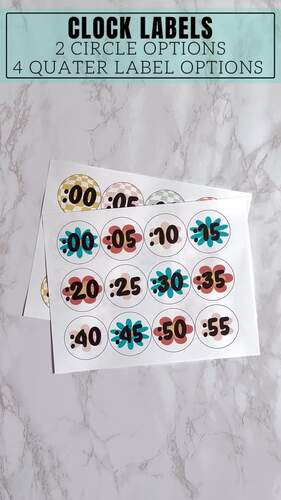Clock Number Labels | Retro Groovy Classroom Decor by Coloring Sunshine