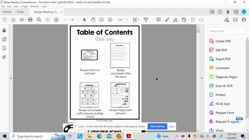 Recipe Reading Comprehension Worksheets Set 1 Life Skills and ...