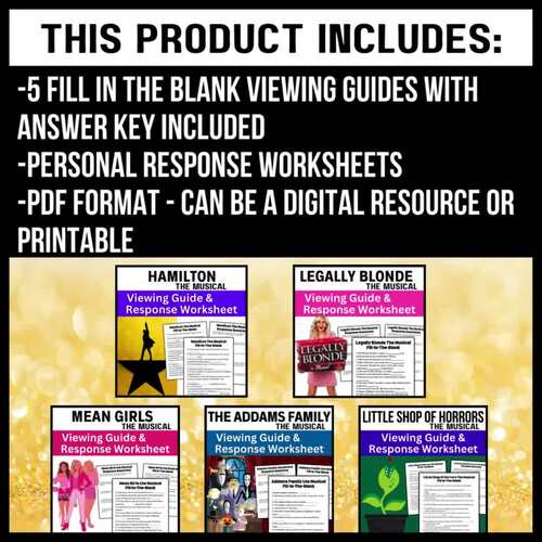 High School Broadway Bundle → 5 Musicals: Viewing Guides & Response ...