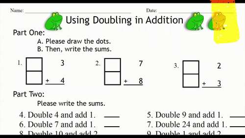 "Using Doubling in Addition" Doubles, Doubles Plus One, Doubles Plus Two