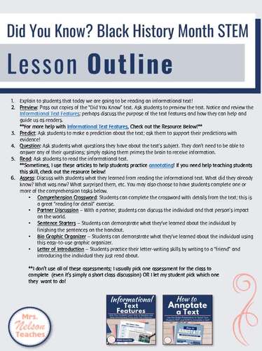 Black History Month STEM Biography Bundle by Mrs Nelson Teaches | TPT