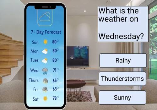 Reading the Weather App Functional Practice - Level 1 | Boom Cards