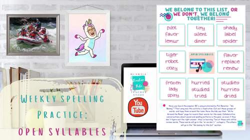 3rd Grade Weekly Spelling Routine-Open Syllables | TPT