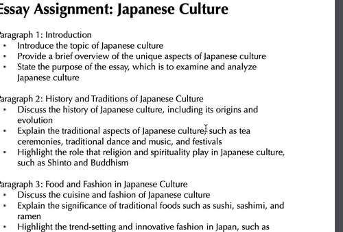 Essay Assignment: Japanese Culture by Curt's Journey | TPT