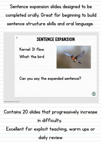 Oral Sentence Expansion 1 Slides Kindergarten by Captivated Learning