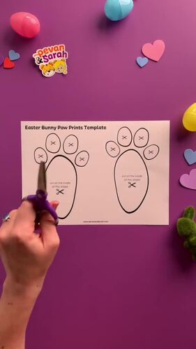 Printable Easter Bunny Paw Prints Template | Stencil for Flour Dusting