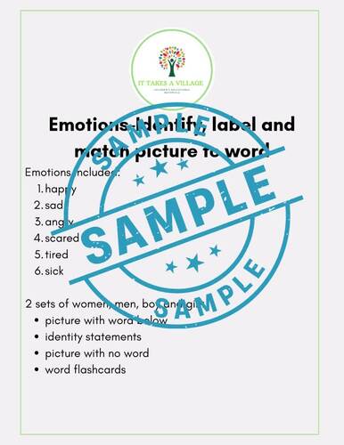 Emotions BUNDLE- Flashcards and Worksheets-Basic emotions-6 targets