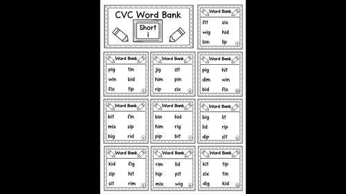 Short i, CVC Word Scramble, Beginning, Middle, End, Letter Sound Worksheets
