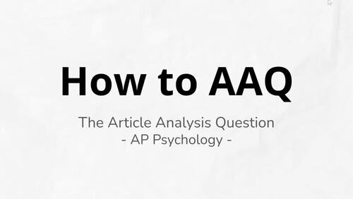 AAQ and EBQ step by step guide - AP Psychology by GOOD BETTER BEST