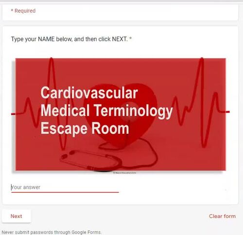Cardiovascular System Medical Terminology Escape Room by Abaco ...