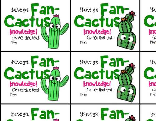 Cactus (Succulent) Testing Motivation Gift Tag- You've got Fan-Cactus ...