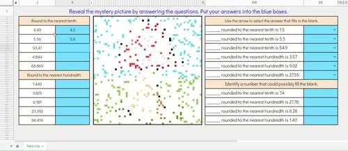 Digital Math Pixel Art Mystery Picture 5th Grade TEKS Rounding Decimals ...