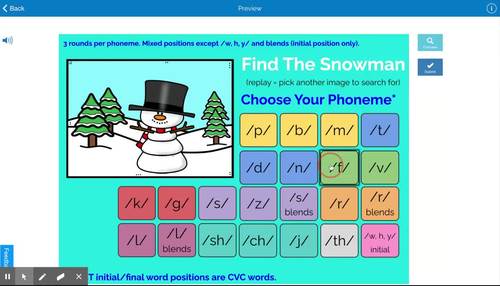 Boom™ Cards Digital Articulation Activity: Find the Snowman (21 Phonemes)